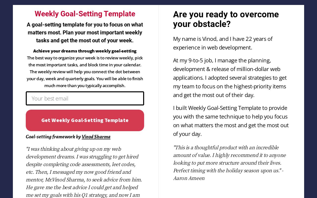 Weekly Goal Setting Template